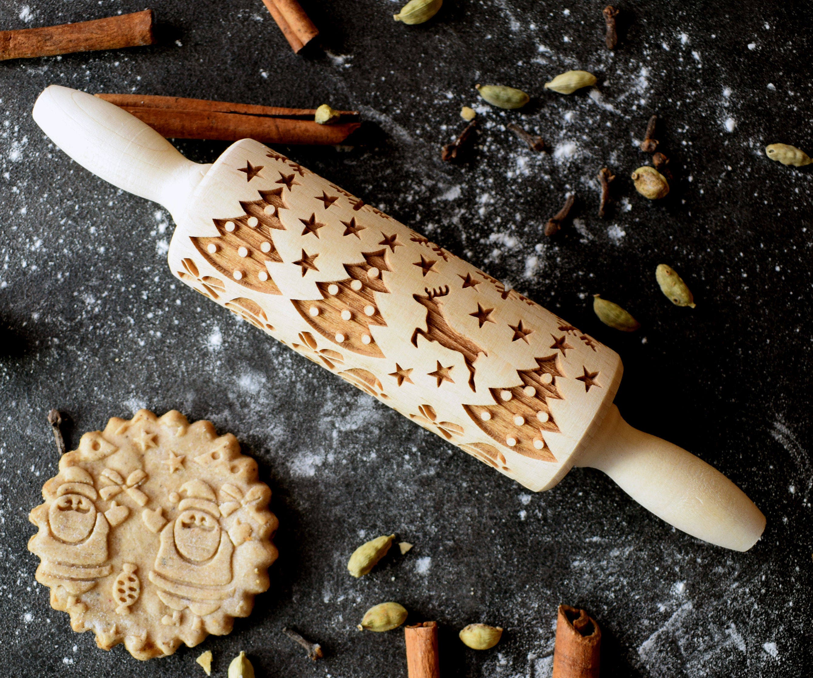 SANTA CLAUS Small Christmas Rolling Pin Small Rolling Pin, Christmas ...