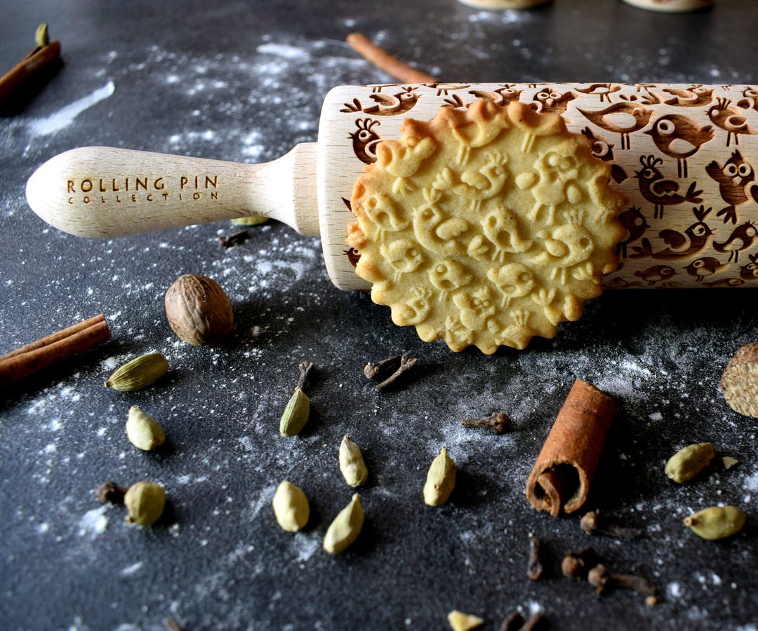 FUNNY BIRDS Rolling Pin, Embossing Rolling Pin, Engraved Rolling Pin by ...