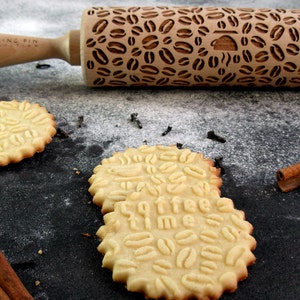 COFFEE TIME Rolling Pin, Embossing Rolling Pin, Laser Engraved Rolling ...