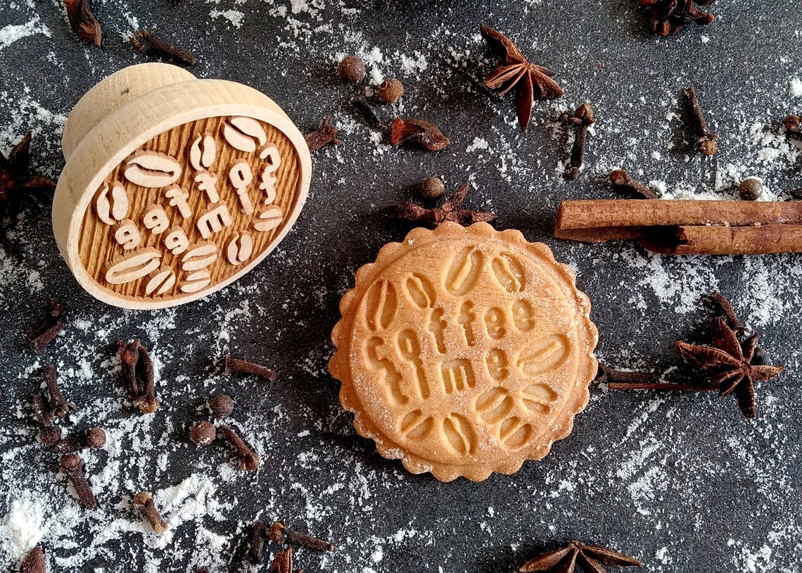 COFFEE TIME Stamp, Embossing Wood Stamp, DEEP Engravingengraved Rolling ...
