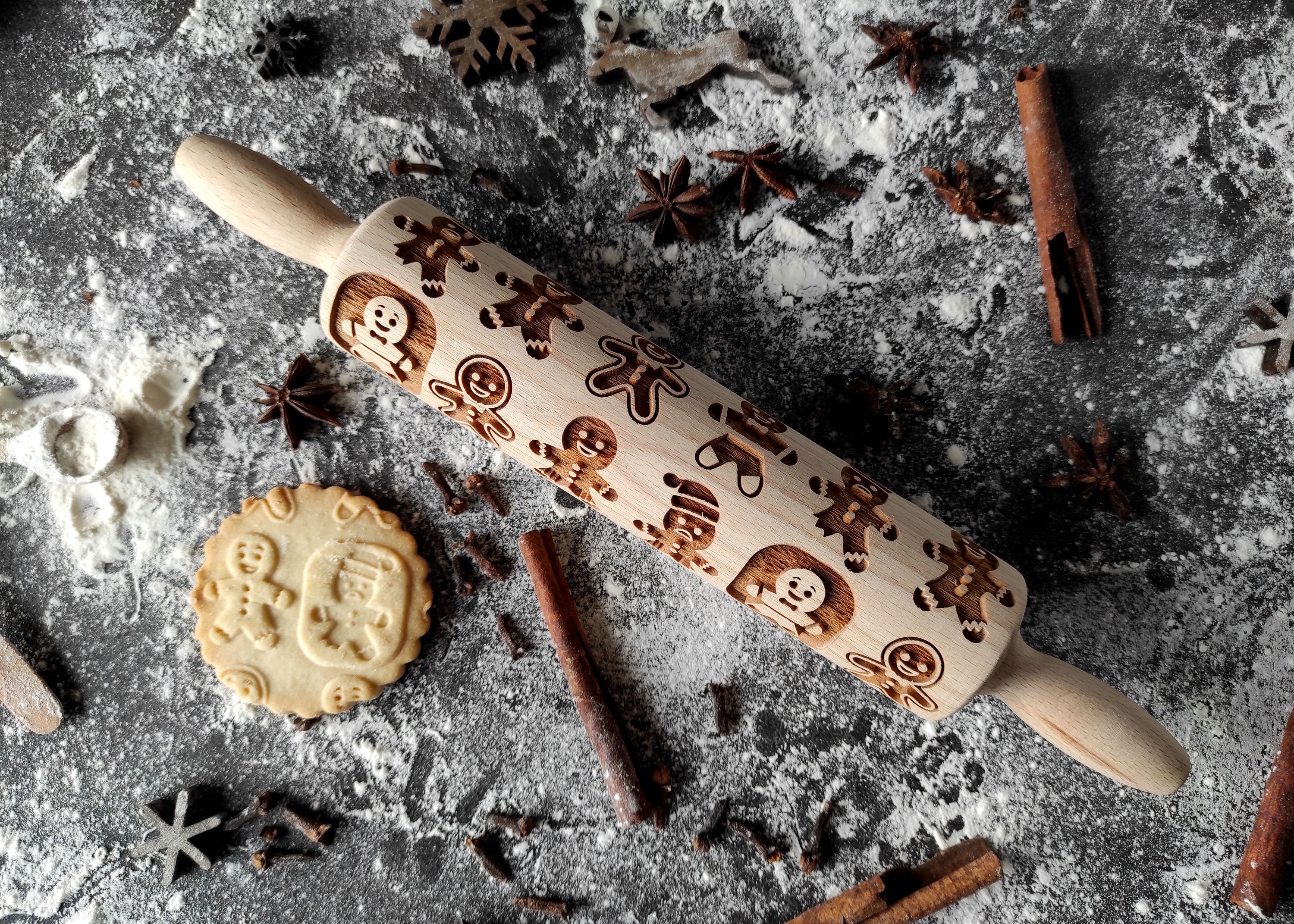 GINGERBREAD MAN Engraved Rolling Pin Gift for Christmas - Etsy