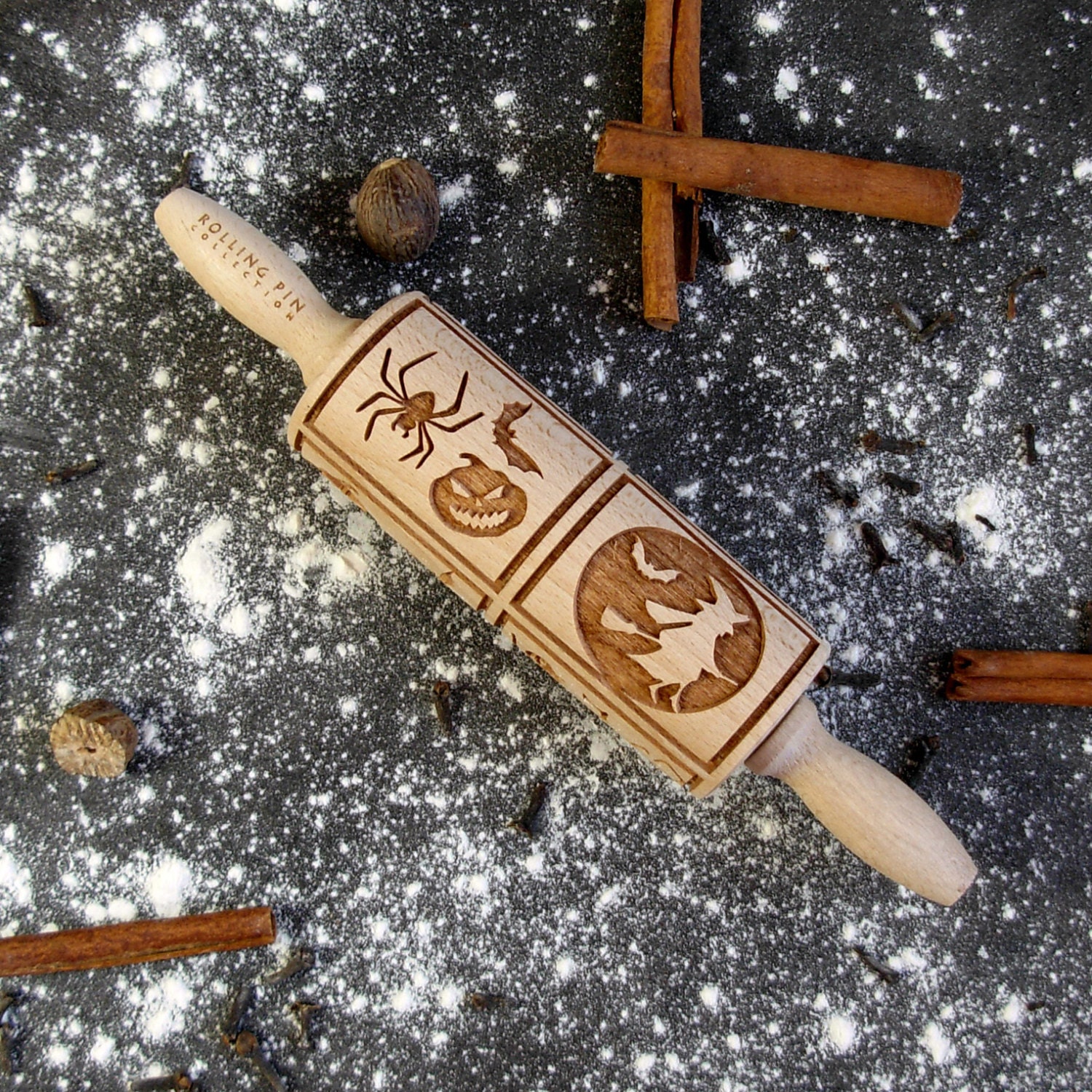 Halloween 1 Small Rolling Pin, Embossing Rolling Pin, Laser Engraved ...