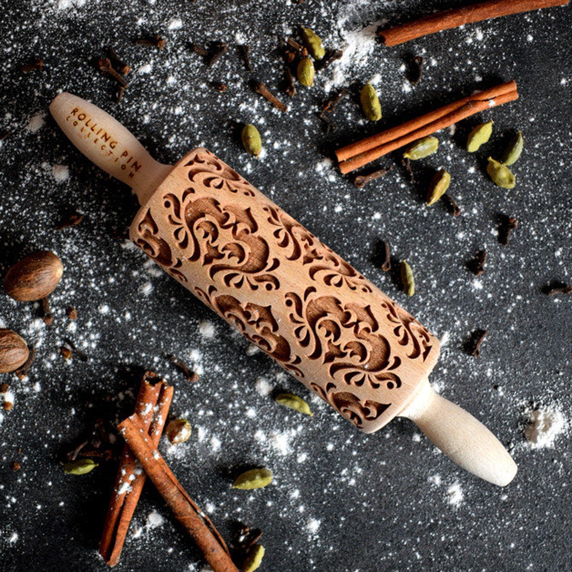 Rolling Pin Small DAMASK 3 Engraved Rolling Pin Gift for - Etsy