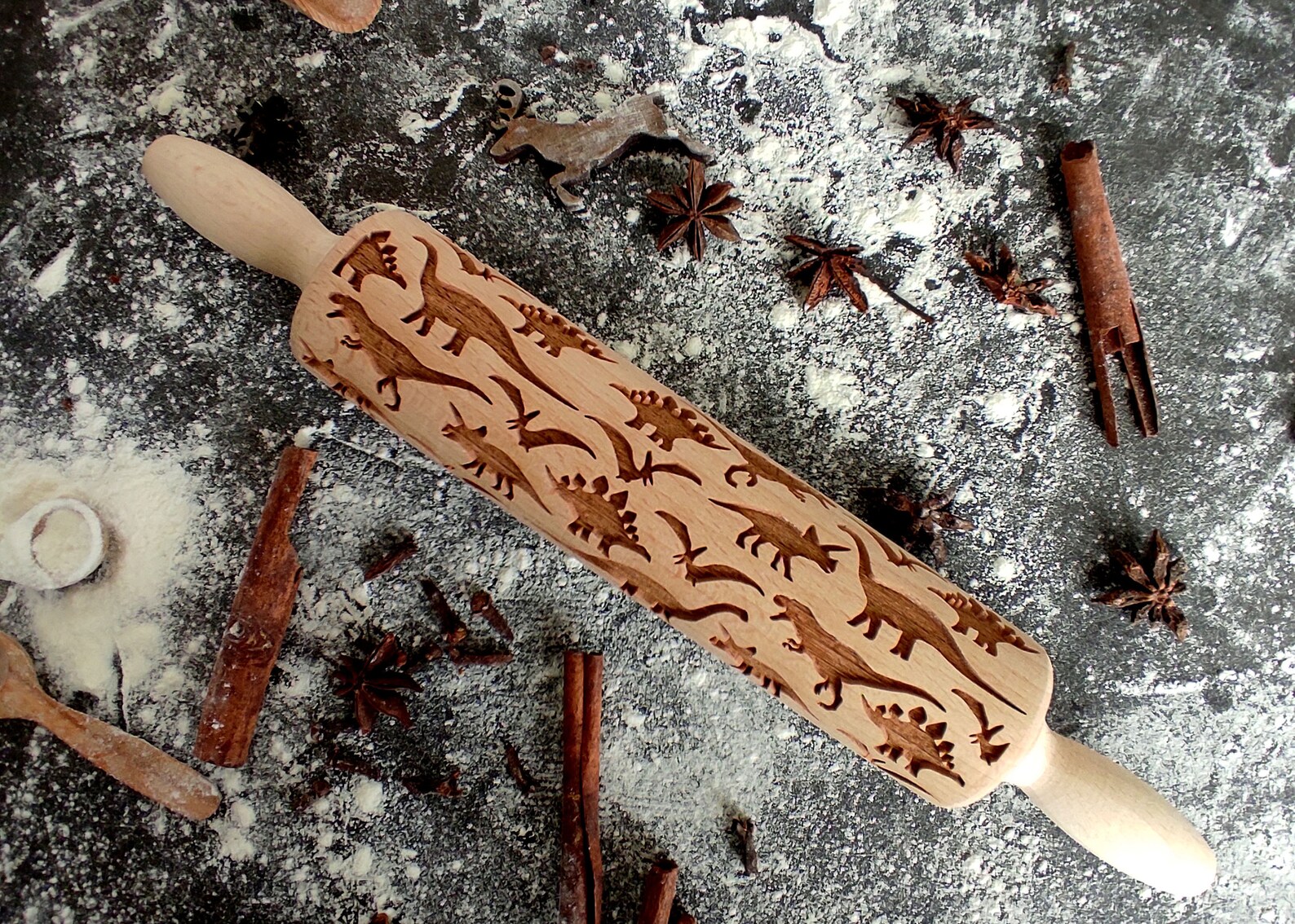 DINOSAUR Small Kids Rolling Pins, Engraved Rolling Pin, Gift for ...