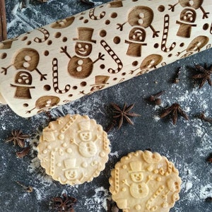 SNOWMAN Christmas Rolling Pin, Engraved Rolling Pingift for Christmas ...