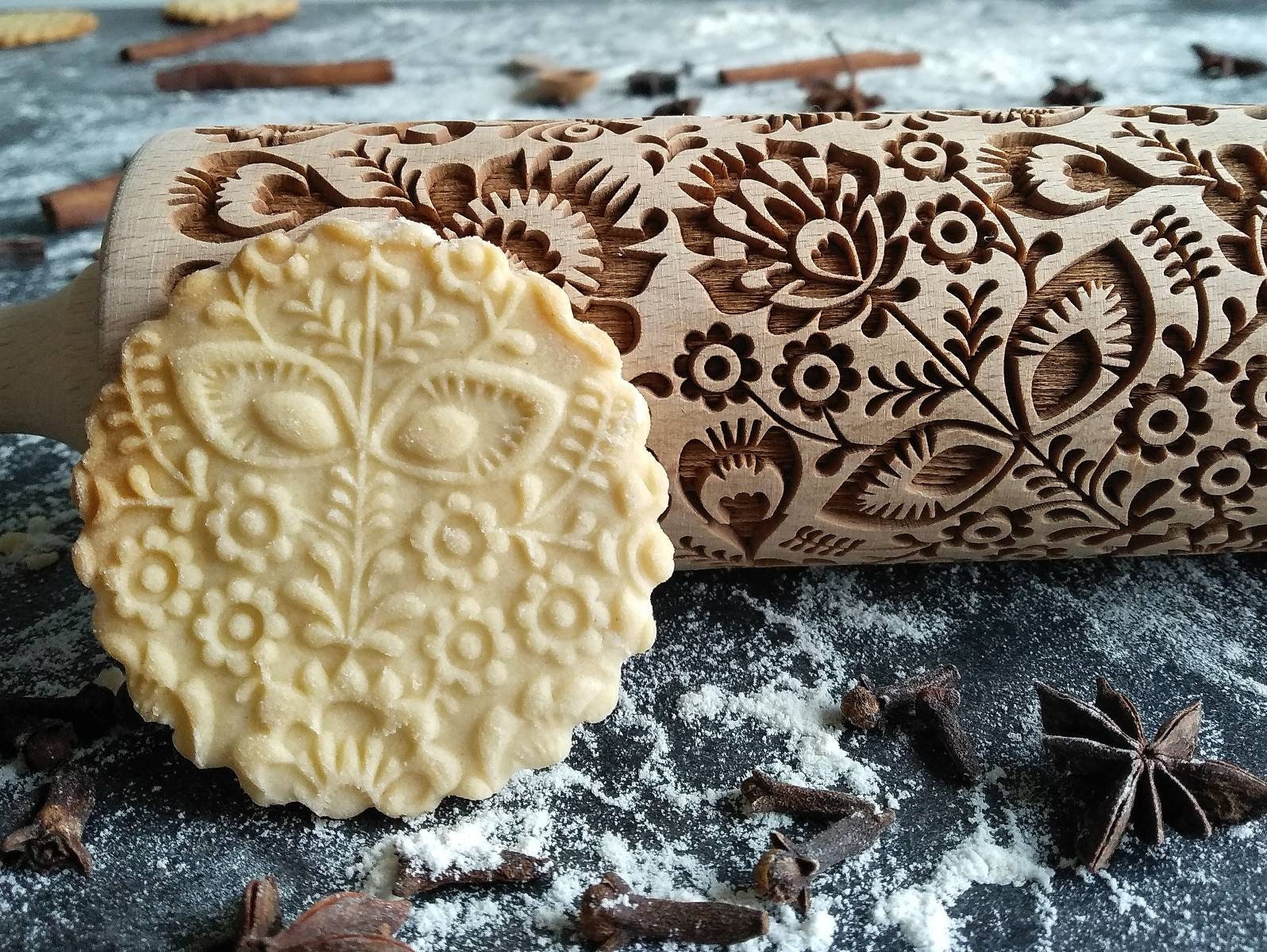 FOLK Rolling Pin Embossed Rolling Pin Christmas Gift - Etsy