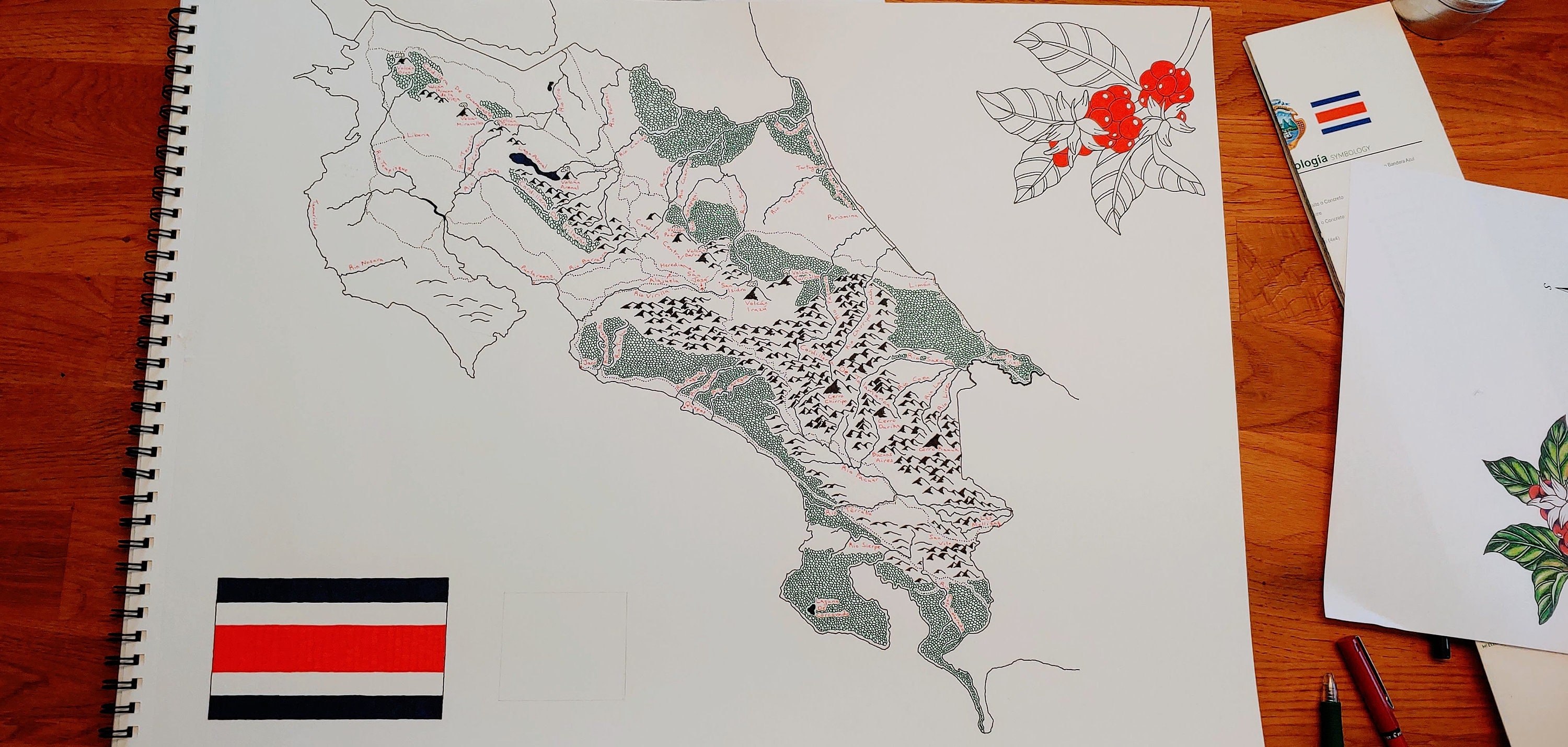 Hand-drawn Map of Costa Rica Fantasy Style Matte Wall Art Print - Etsy