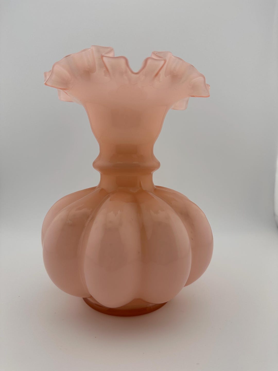 Fenton Pink Ruffled Melon Vase. 8" Tall. Vintage 1940's. - Etsy