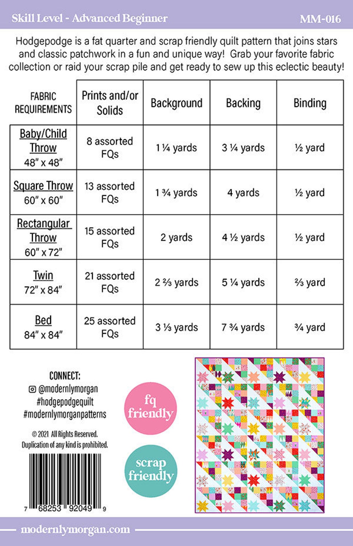Hodgepodge Quilt Pattern - MM 016 Modernly Morgan - Modern Quilt ...