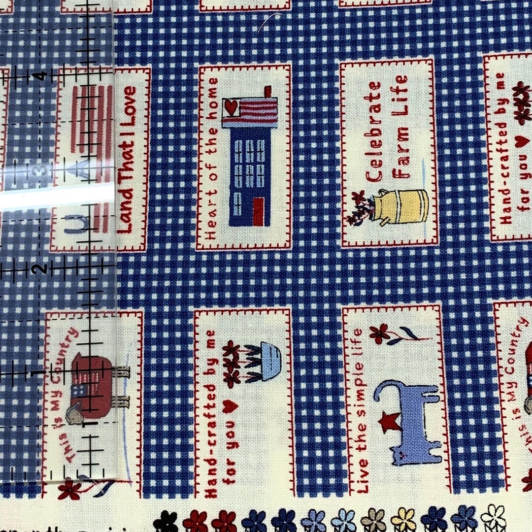 Prairie Days Dusk Blue Cotton Fabric -prairie Tags Novelty Patches ...