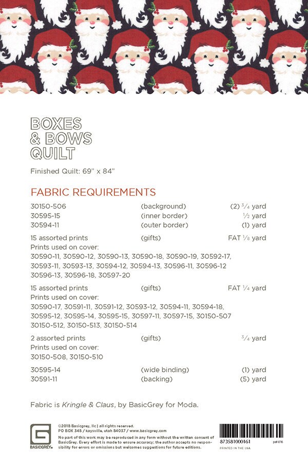 Boxes and Bows Quilt Pattern - Basicgrey - BG PAT016 Basic Grey - Etsy