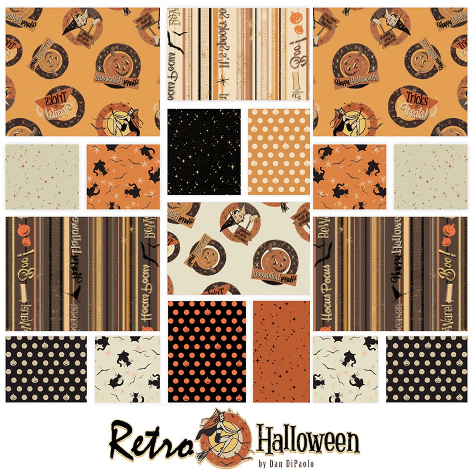 Retro Halloween Fat Quarter / Panel Bundle Clothworks Dan - Etsy