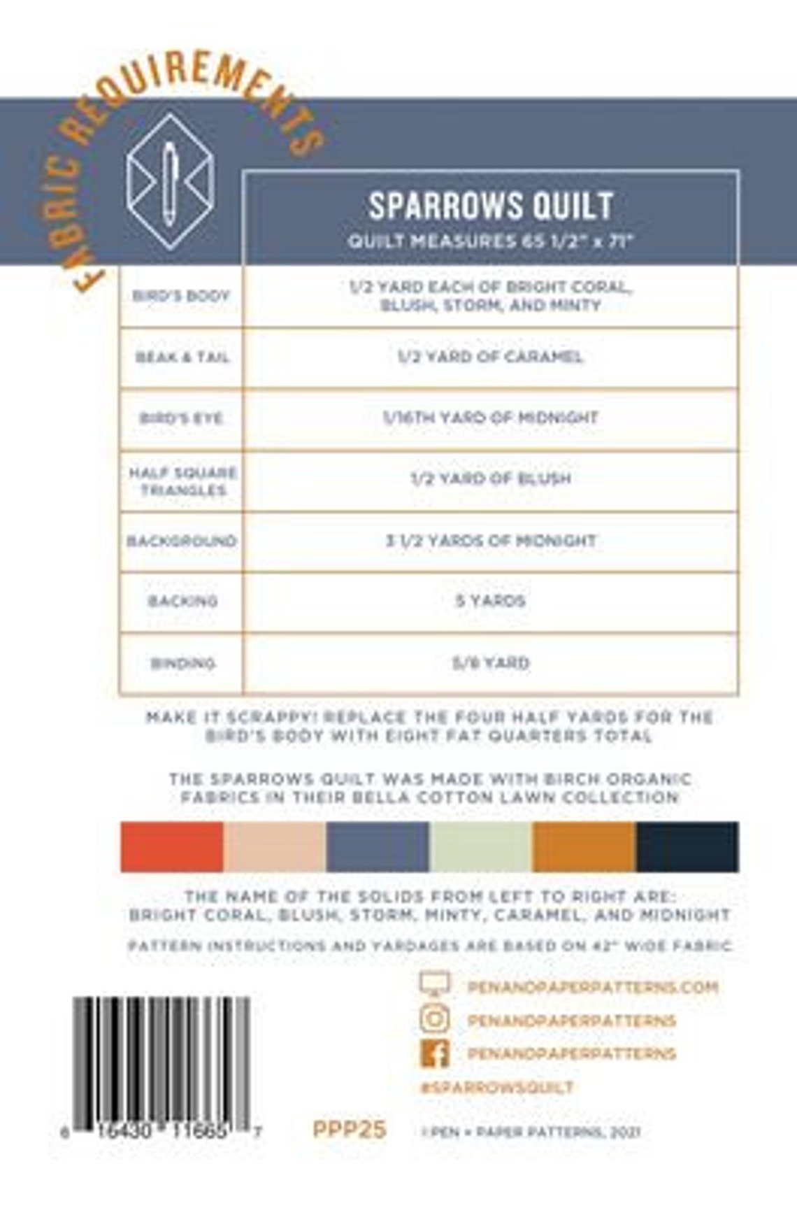 Sparrow Quilt Pattern Pen and Paper - Etsy