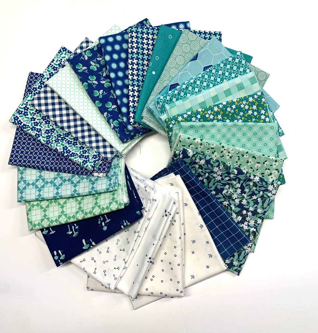 Cottage Curated Fat Quarter Bundle Songbird Denim Mint 24fat Quarters ...