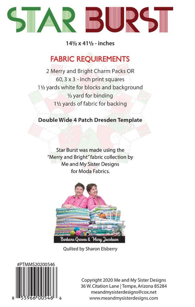 Starburst Table Runner Quilt Pattern W/templ MMS 20546 Me & My Sister ...