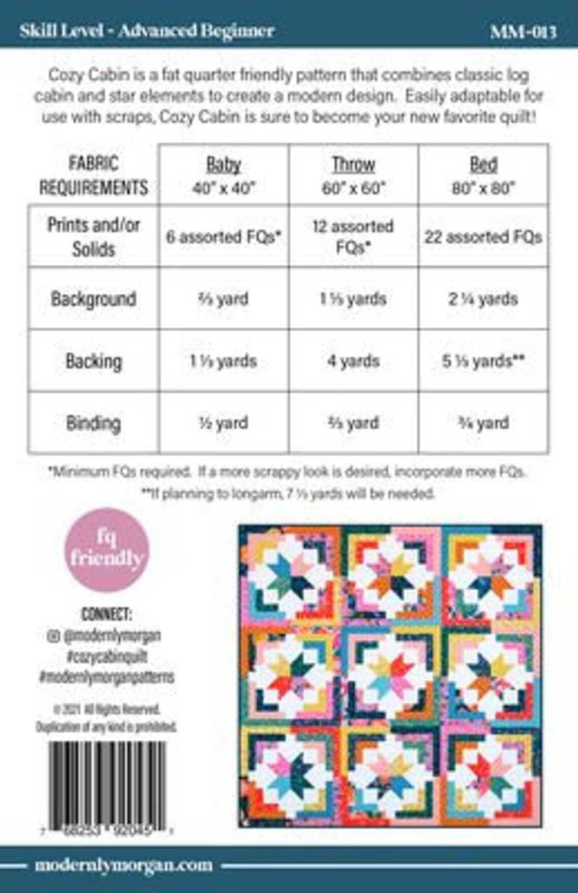 Cozy Cabin Quilt Pattern Modernly Morgan MM0013 | Etsy