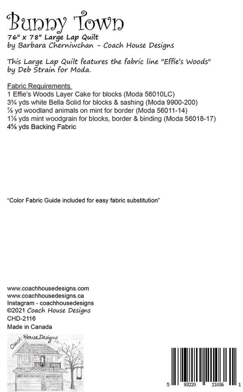 Bunny Town Quilt Pattern CHD 2116 Coach House - Etsy