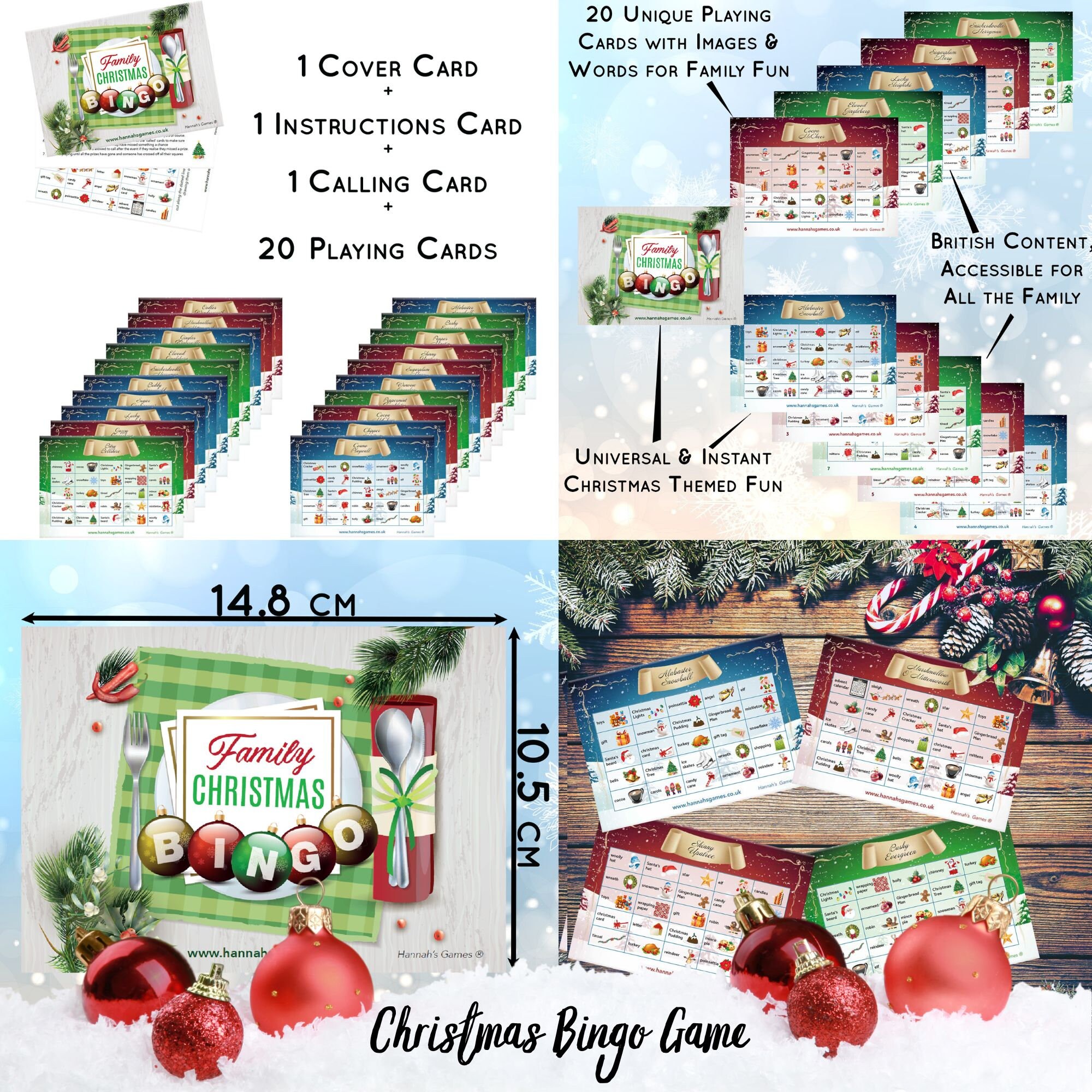 Christmas Bingo, Trivia, & Charades Game Bundle Family Fun, Festive ...