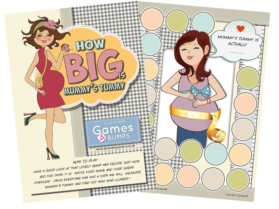 MUMMY'S TUMMY Baby Shower Party Game How Big is Mummy's Tummy Measure ...