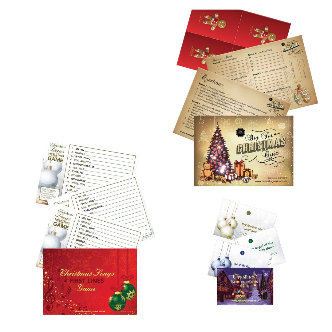 Christmas Family Quiz Bundle: Pub-style Trivia, First Lines Game ...