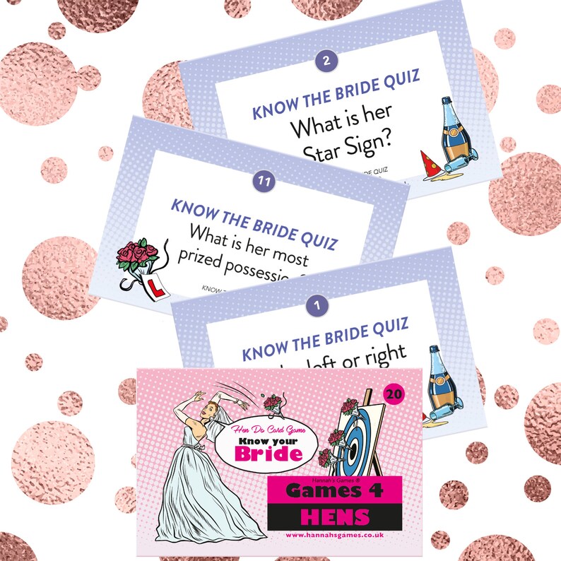 Bride Quiz Bachelorette Game Credit Card Sized Hen Party Game 20 ...