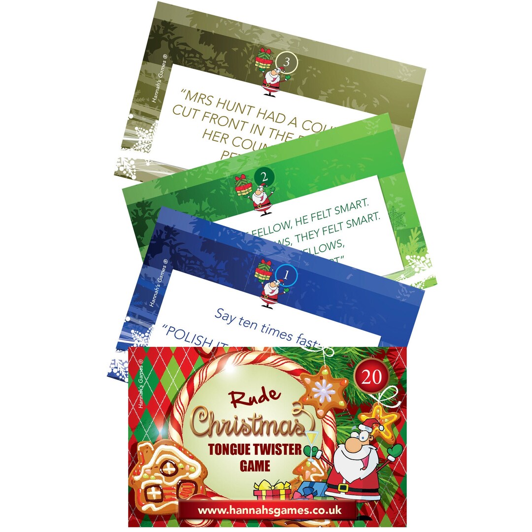 Rude Xmas Tongue Twisters Adult Christmas Game Cheeky Fun Blue Xmas ...