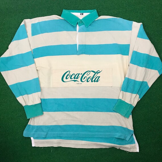 80s Coca Cola Stripe Box Logo Vintage Rugby Shirt / Size 3 | Etsy