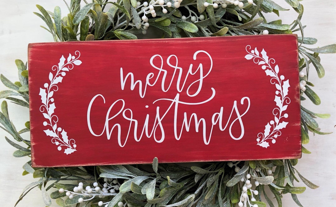 Merry Christmas Sign Rustic Red Merry Christmas Sign Farmhouse ...