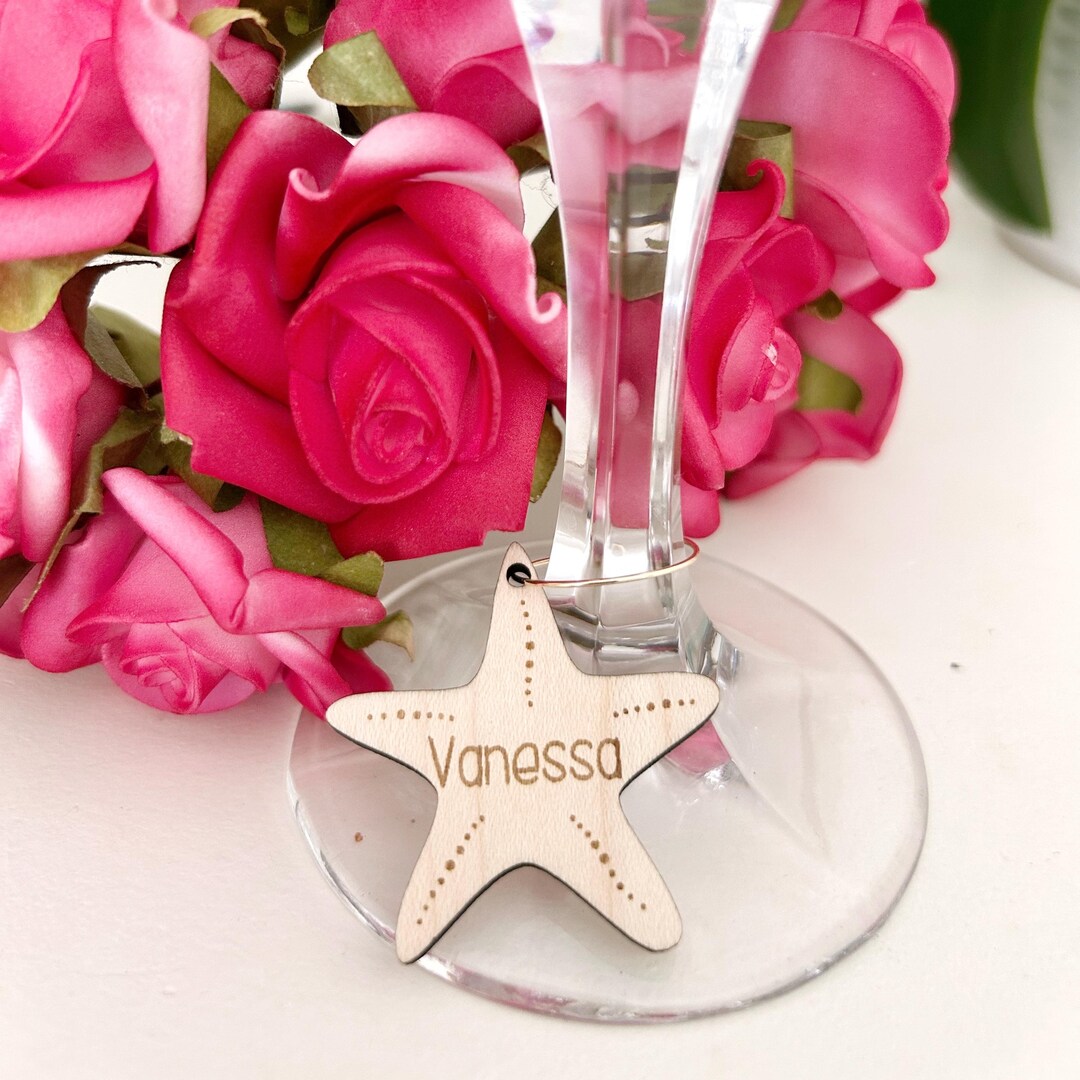 Personalised Starfish Name Tags, Starfish Drink Tags, Wine Glass Charms ...