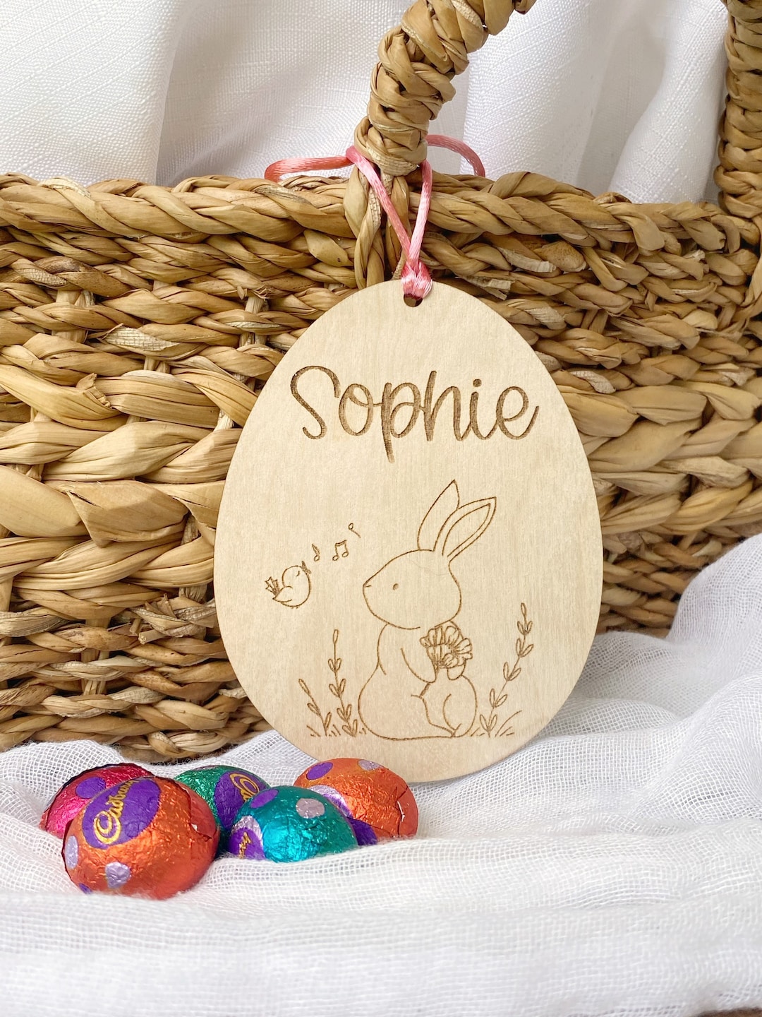 Personalised Easter Bunny Tags - Custom Wooden Easter Name Tags, Easter ...