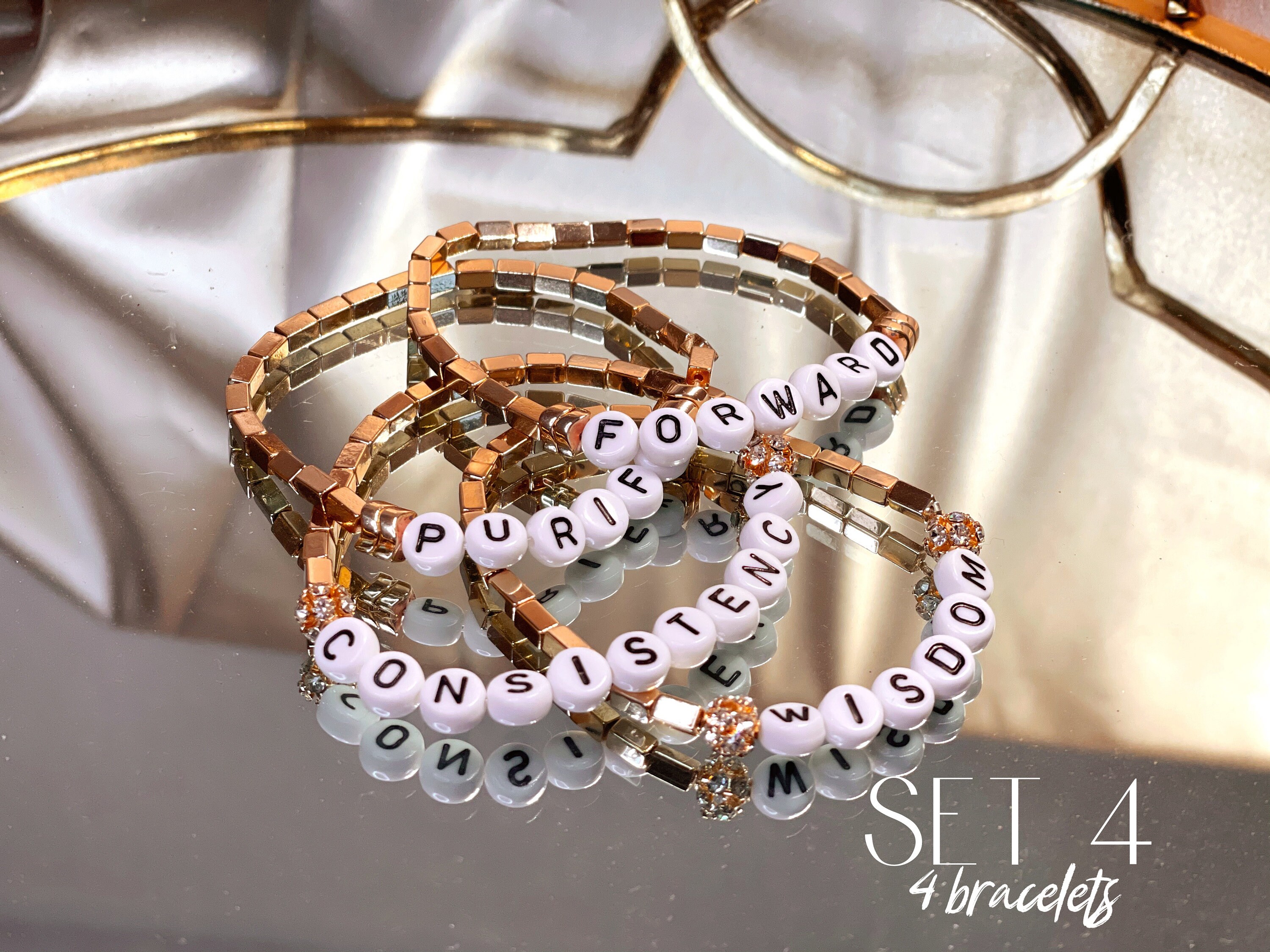 Custom Letter Bead Bracelet Custom Beaded Name or Phrase | Etsy