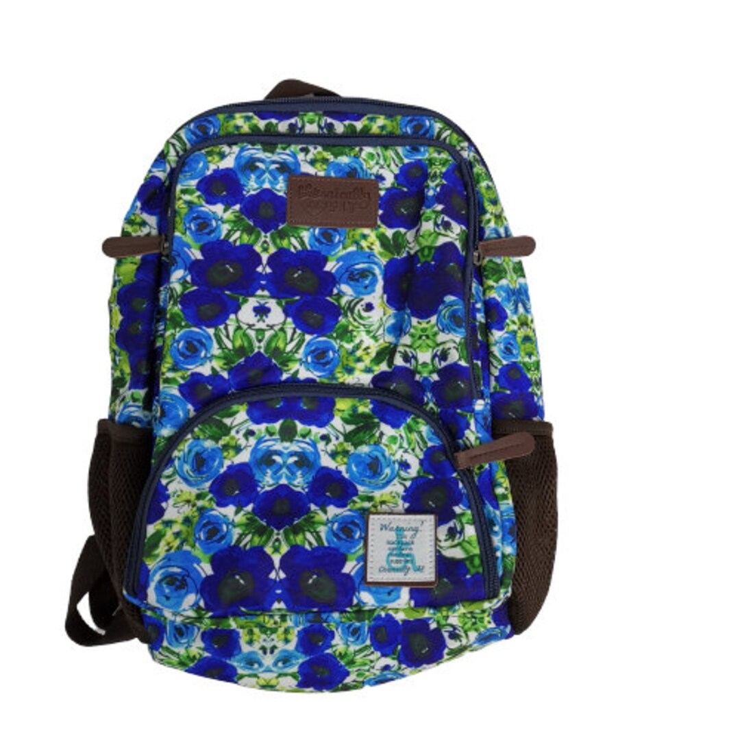 Edition Blue Floral Canvas Backpack for TPN, Tube Feeds, Infusions ...