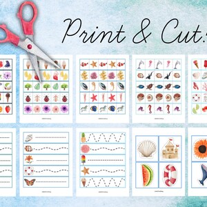 Summer Cutting Practice Strips Cards - Montessori Tray Activity ...