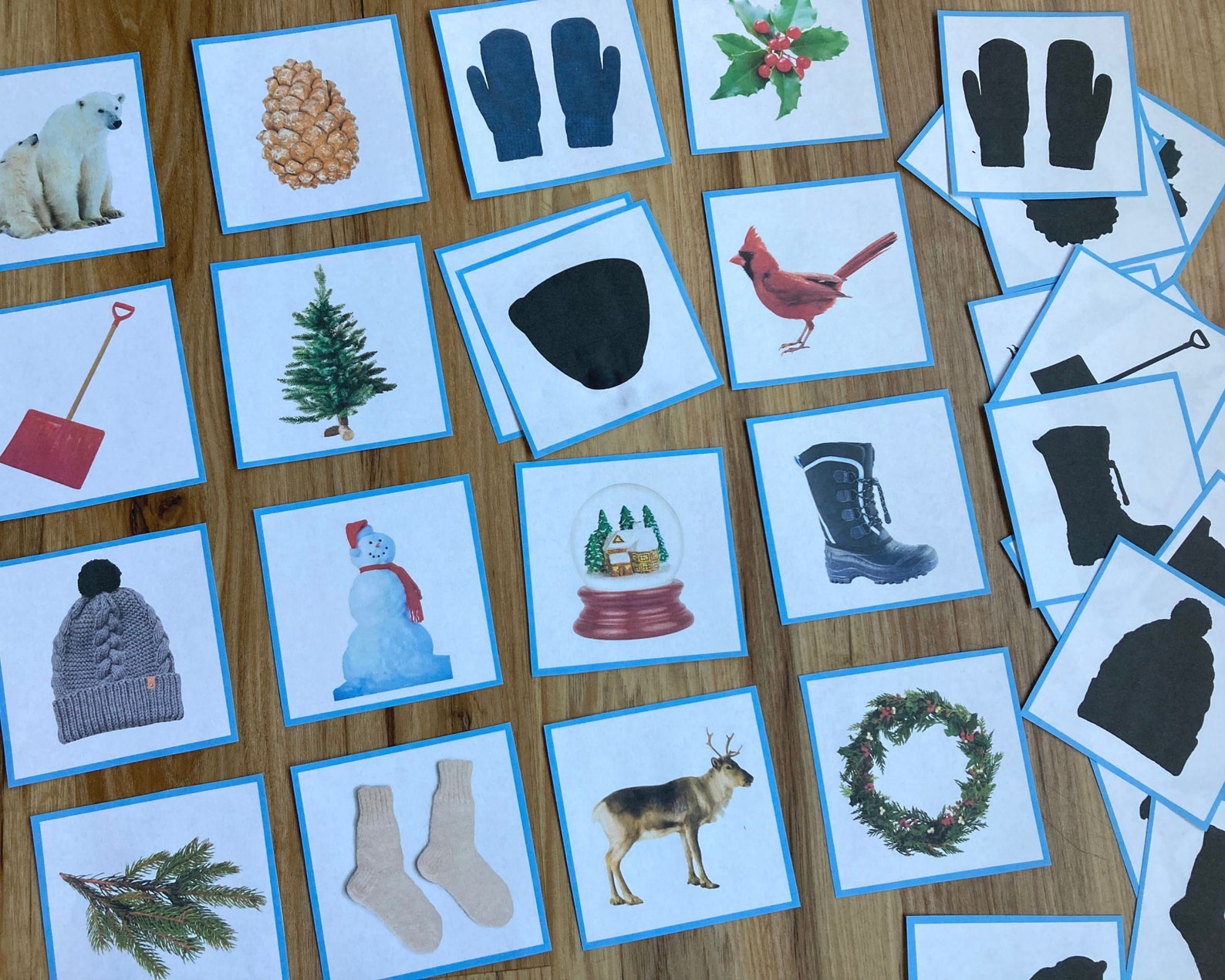 WINTER Shadow Matching Cards Montessori Printable | Etsy