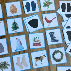 WINTER Shadow Matching Cards - Montessori Printable - Preschool Toddler ...