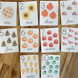1-10 Number Cards - Fall Autumn Themed - Preschool Daycare Elementary ...