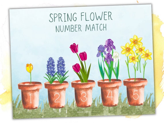 Spring Flowers Counting Numbers Busy Book Page Learning | Etsy