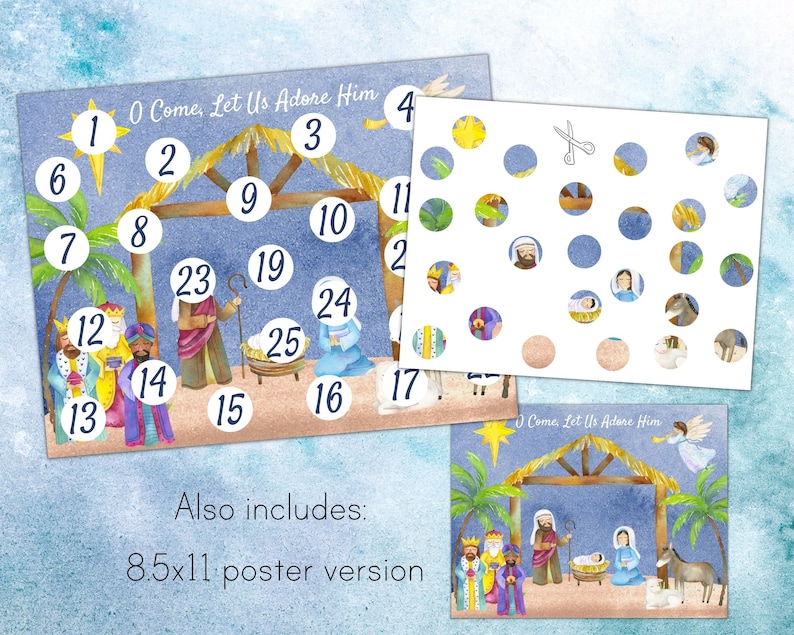 Nativity Advent Calendar for Kids Printable Christmas Count - Etsy