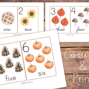 1-10 Number Cards - Fall Autumn Themed - Preschool Daycare Elementary ...