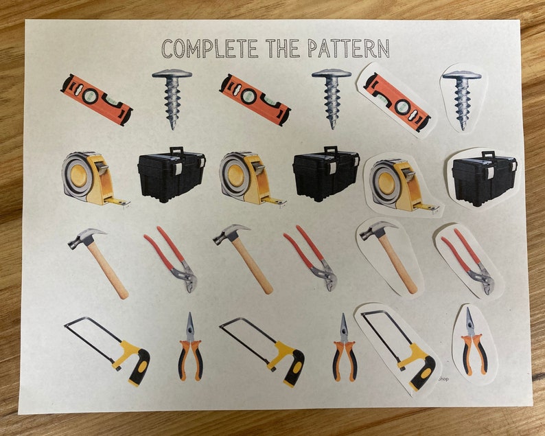 Construction Busy Book Pages - Patterns Sorting Shadow Matching - Tools ...
