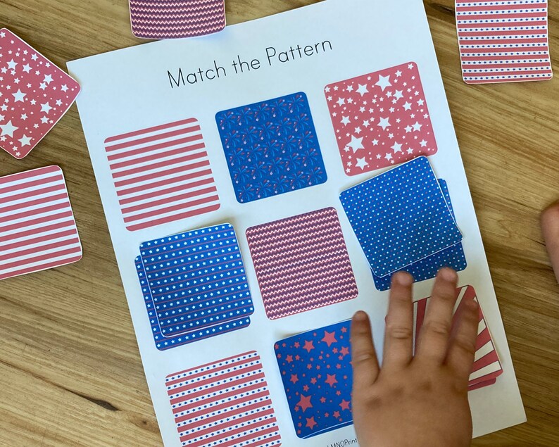 Red White Blue Pattern Matching - Busy Book Binder Activity - Toddler ...