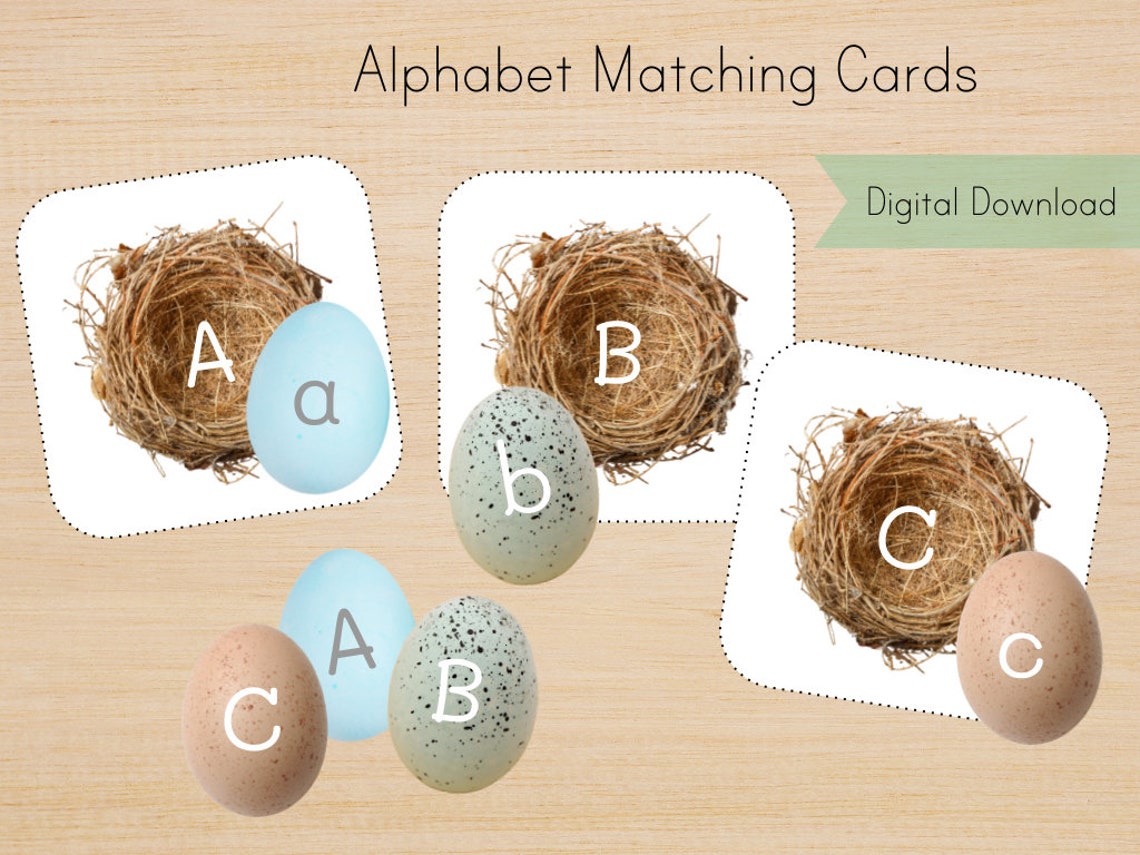 Alphabet Matching Busy Bag Activity Cards Birds Eggs Nest | Etsy