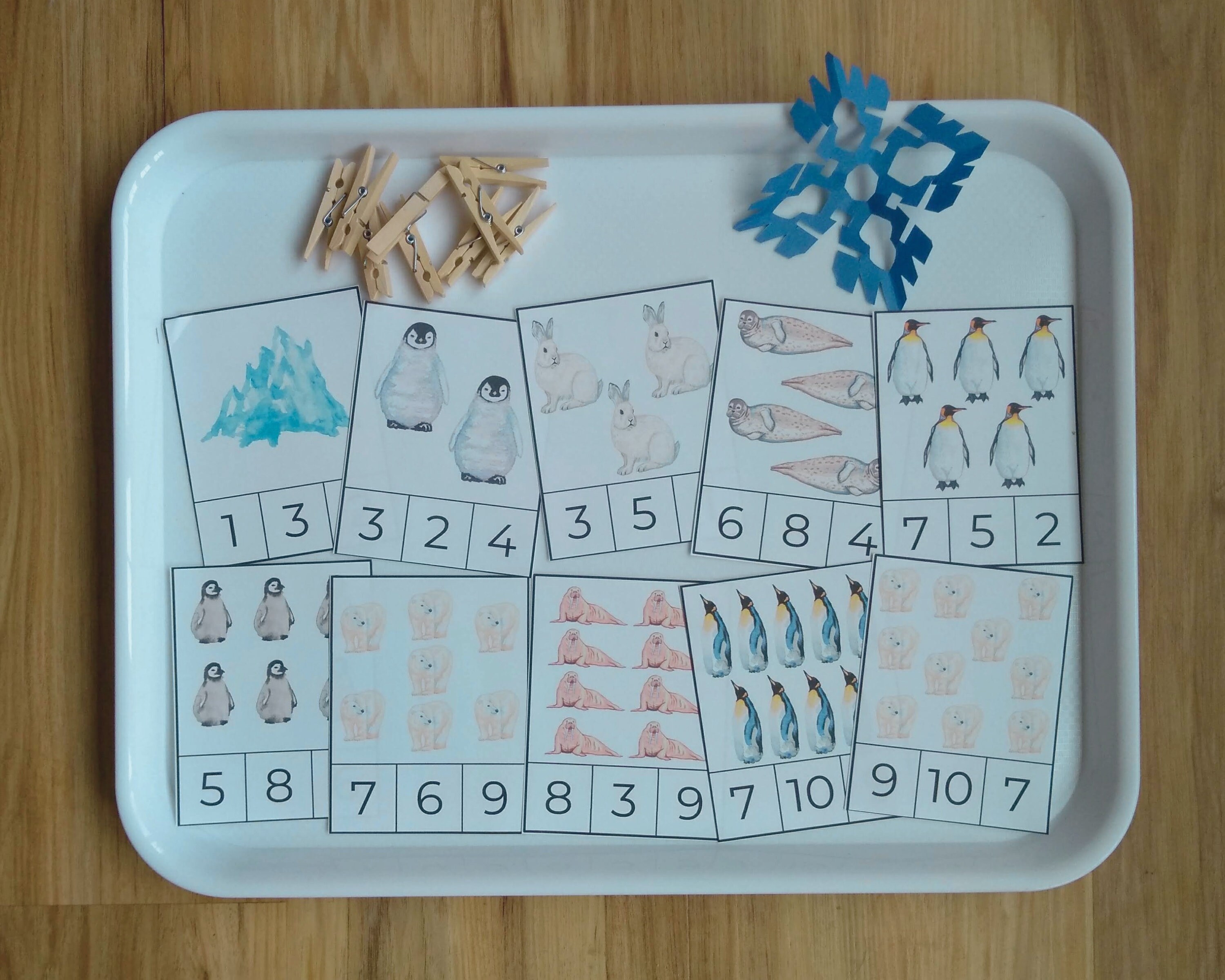 Arctic Animals 1-10 Number Clip Counting Cards - Preschool Unit Study ...