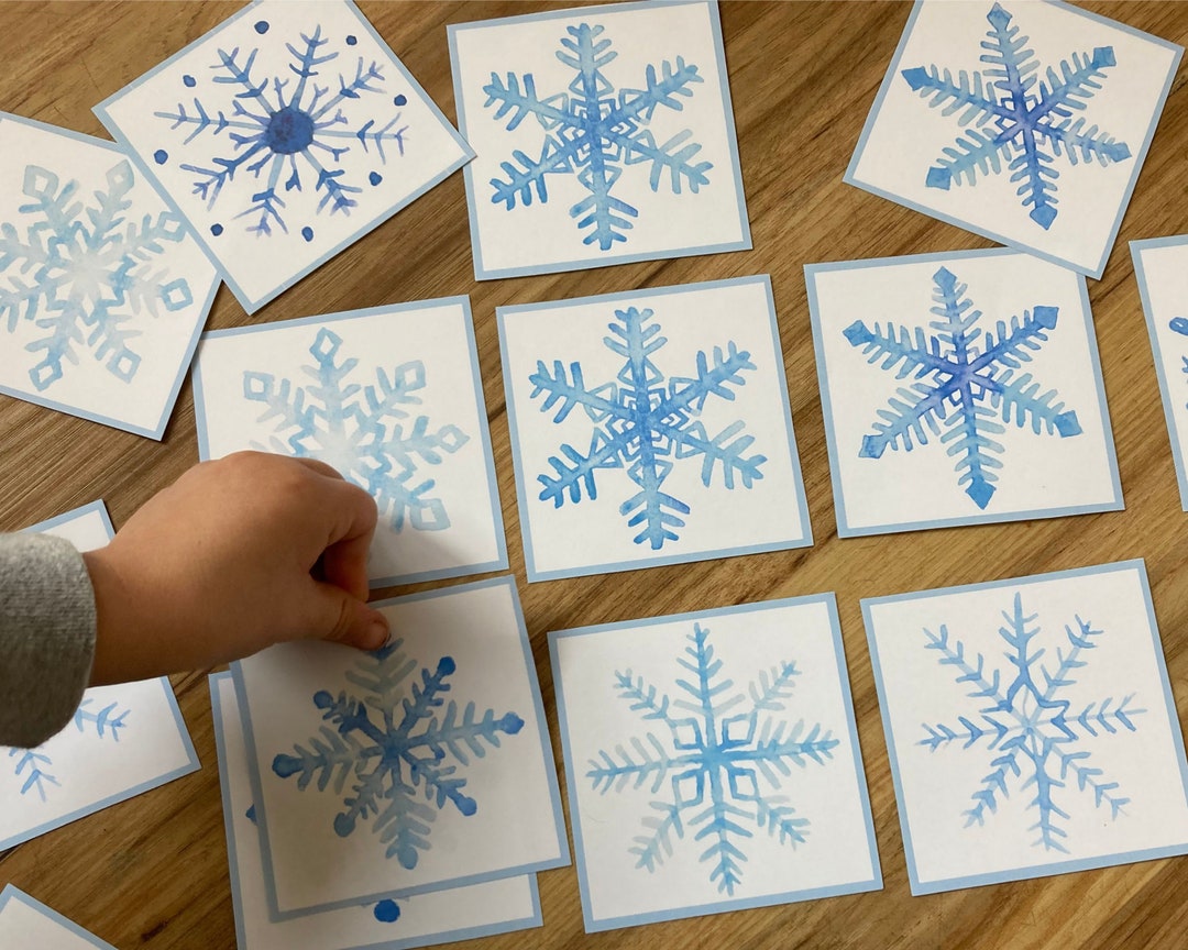 Snowflake Matching Game - Preschool Card Activity - Montessori Winter ...