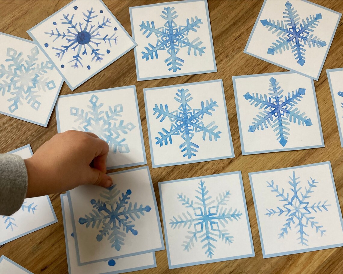 Snowflake Matching Game Preschool Card Activity Montessori - Etsy