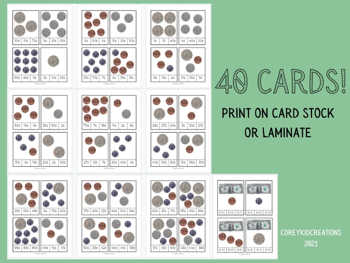Money Coin Counting Clip Cards - Kindergarten 1st 2nd Grade Math ...