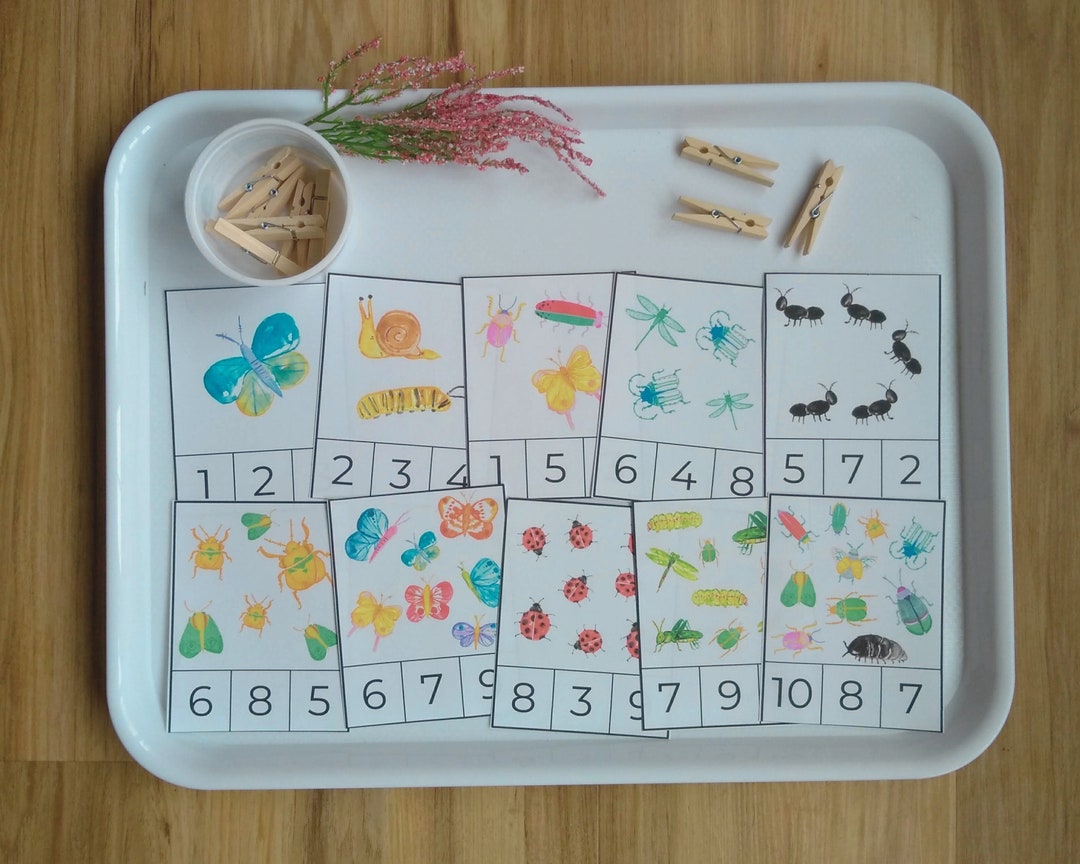 Bugs & Butterflies 1-10 Number Clip Counting Cards - Montessori Nature ...