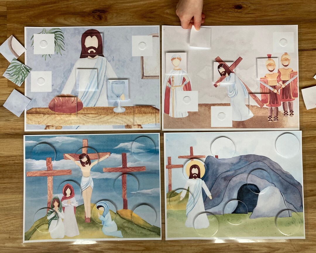 Easter Story Puzzles - Lent Busy Book - Prek Learning Binder - Kids ...