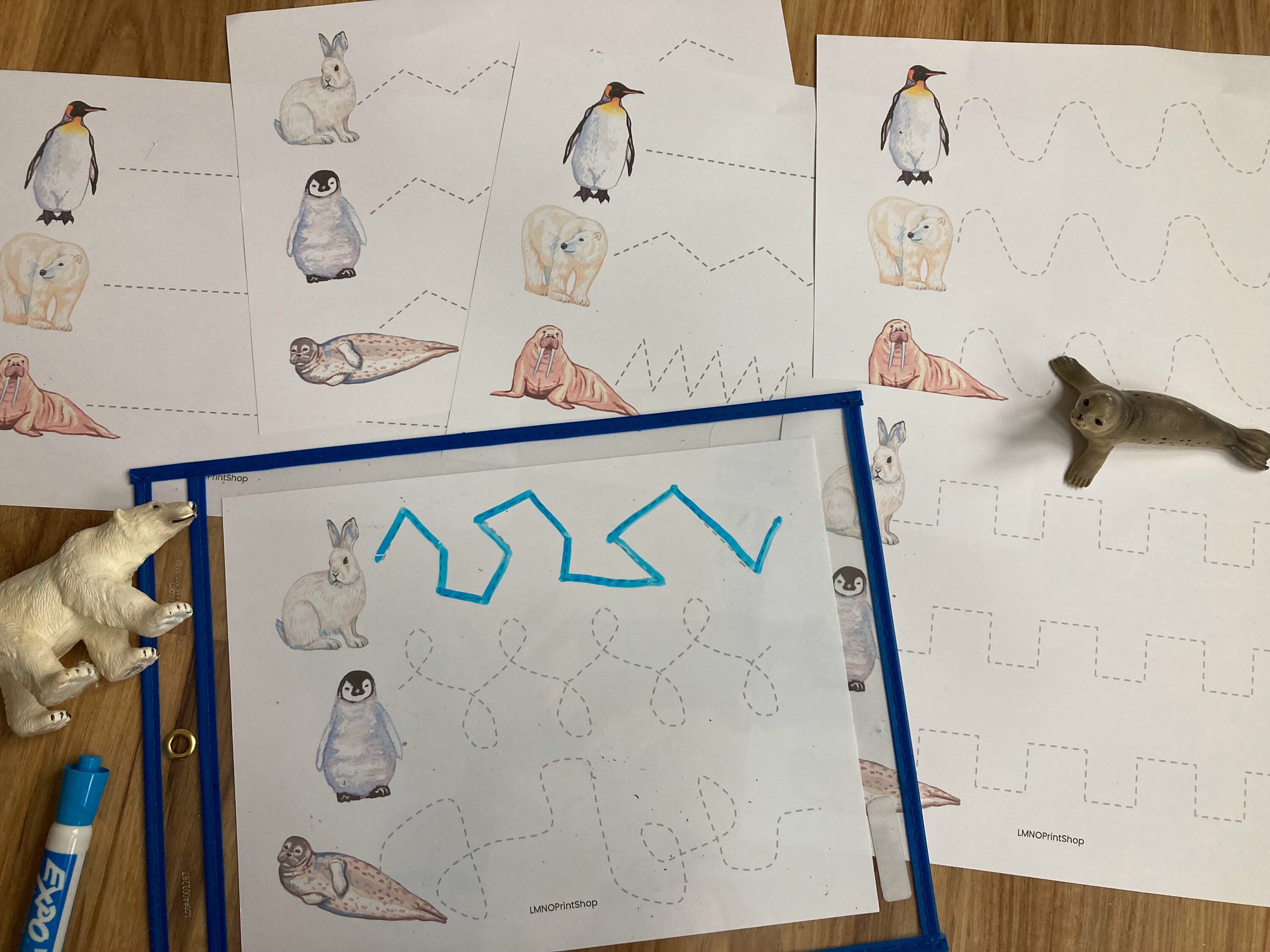 Arctic Animals PRE-WRITING Line Tracing Bundle Worksheets - Etsy