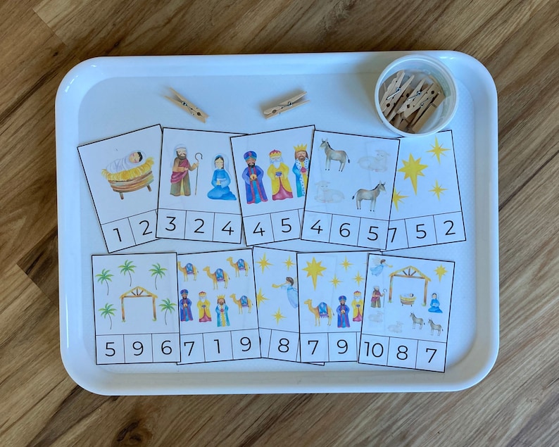 Nativity Number Clip Cards Christmas Counting Activity - Etsy